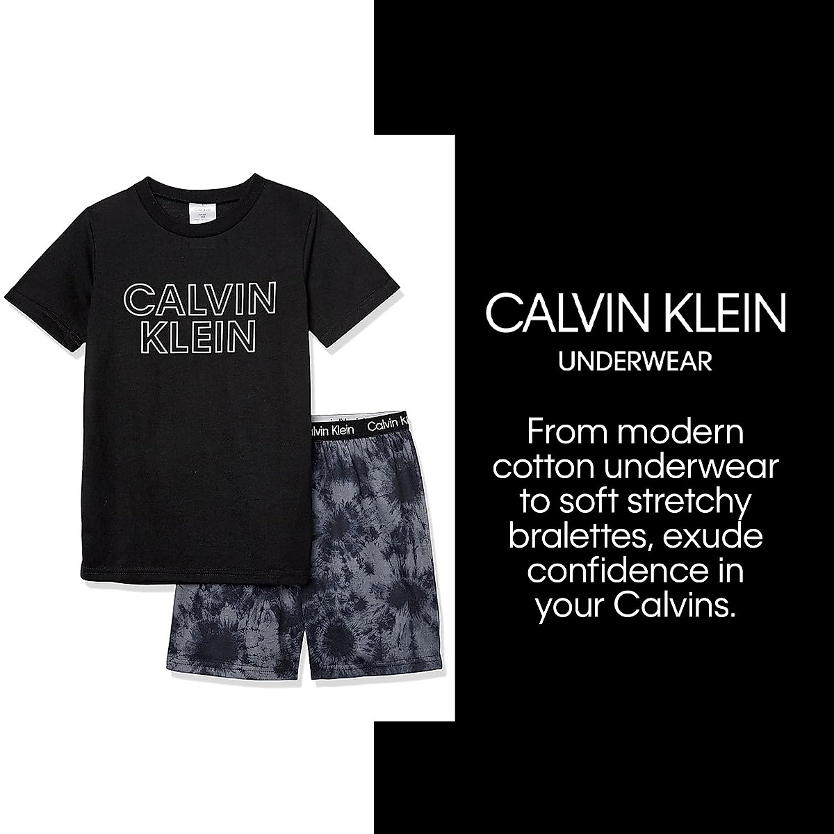 Calvin Klein Boys' Little 2 Piece Sleepwear Top and Bottom Pajama Set, Calvin Camo, Large