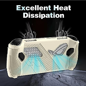 SUIHUOJI for Rog Ally Stand Protective Case, Silicone Accessories Protector, Soft Cover Skin Shell with 2 Pairs Thumb Grips Caps, Full Protection Kickstand for ASUS Rog Ally Handheld (Off White)