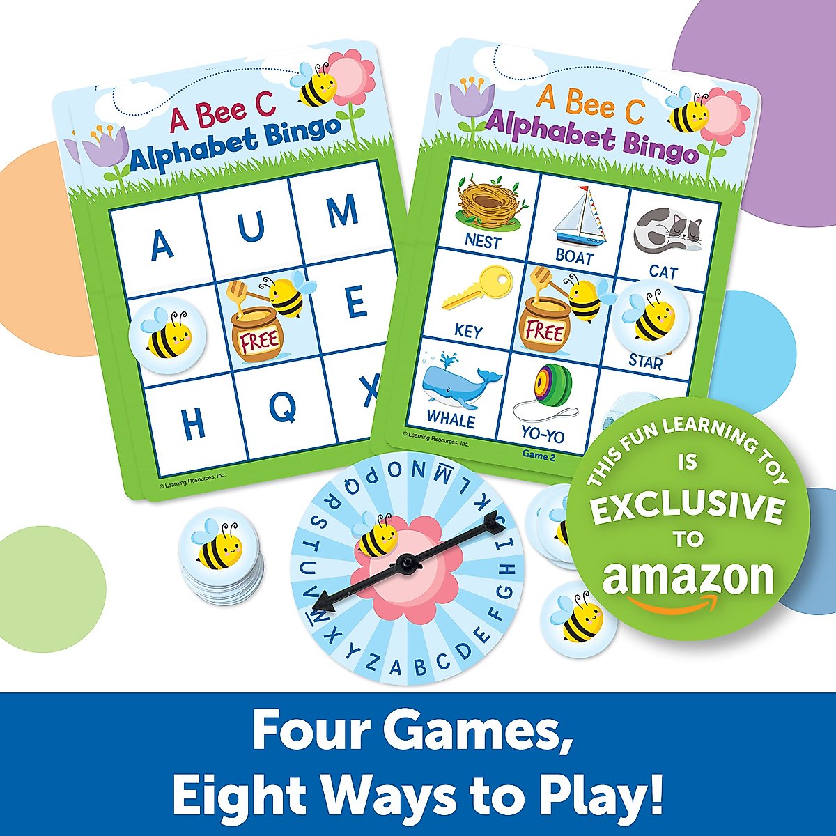 Learning Resources Super Spring Bingo Bundle Preschool Game - Ages 3+ Colors, Shapes, and Numbers Recognition, Preschool Learning Games, Toddler Games