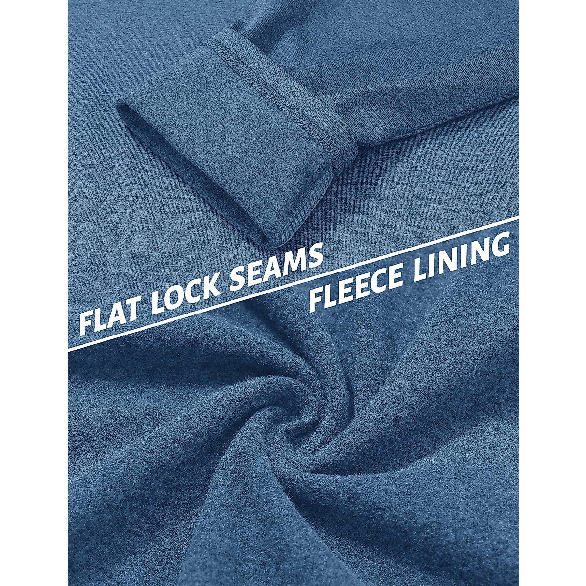 TACVASEN Men's Quarter Zip Pullover Fleece Long Sleeve Pullover Active Shirts Running Performance Shirts Gym Workout Shirts Tops Blue Grey, XL