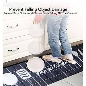 WENLION Kitchen Rug Non Skid Absorbent Kitchen Mat Washable Anti Fatigue 2 PCS Set 15x23+15x59