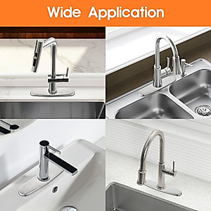 Lanceler Sink Faucet Hole Cover Deck Plate Brushed Nickel 10 Inch 1 or 3 Faucet Escutcheon for Bathroom or Kitchen Vanity Sink Faucet Stainless Steel