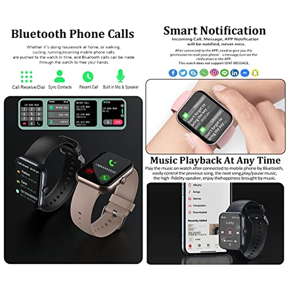 Smart Watch for Women(Call Receive/Dial), 1.83'' Smart Watch for Android and iOS Phones Compatible with Text and Call AI Voice Control Heart Rate, Sleep, Blood Oxygen, Step Counter Pink
