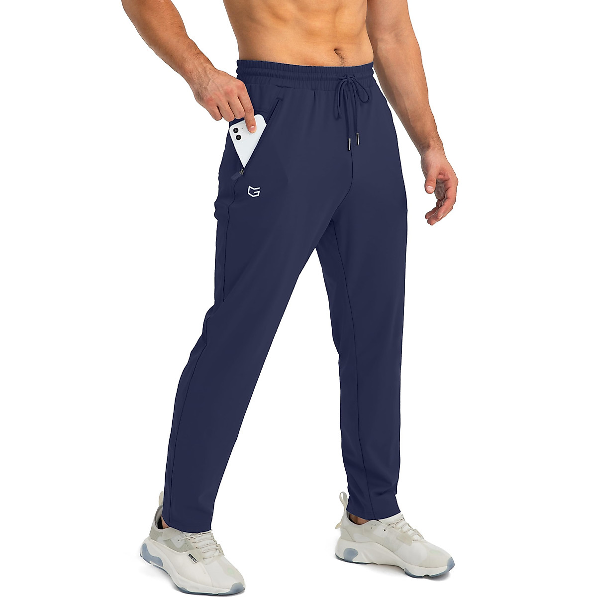G Gradual Men's Sweatpants with Zipper Pockets Tapered Joggers for Men Athletic Pants for Workout, Jogging, Running (Navy, Medium)