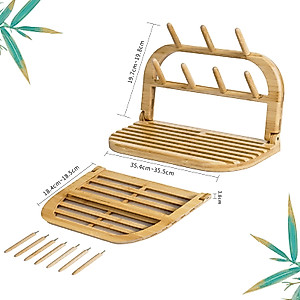 Tuehaeyi Baby Bottle Drying Rack Including Bottle Brush, Space Saving Bamboo Baby Bottle Rack Dryer, Portable Dryer Rack Organizer for Baby Bottles, Cups, Pacifiers Accessories, Gifts for Mom