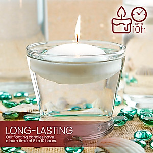 24 Count 3" Inch Floating Candles Bulk Set with 10 Hour Burn Time, Unscented White Floating Candles for Centerpieces in Cylinder Vases at a Wedding, Party, Pool, or Holiday, Large Floating Candles