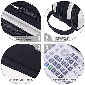 ANGOOBABY Large Grid Mesh Pencil Case 2 Compartment Pen Bag Clear Handheld Multifunction Pencil Pouch Transparent Makeup Bag for Teen Student College Business Travel Office Adult - Black