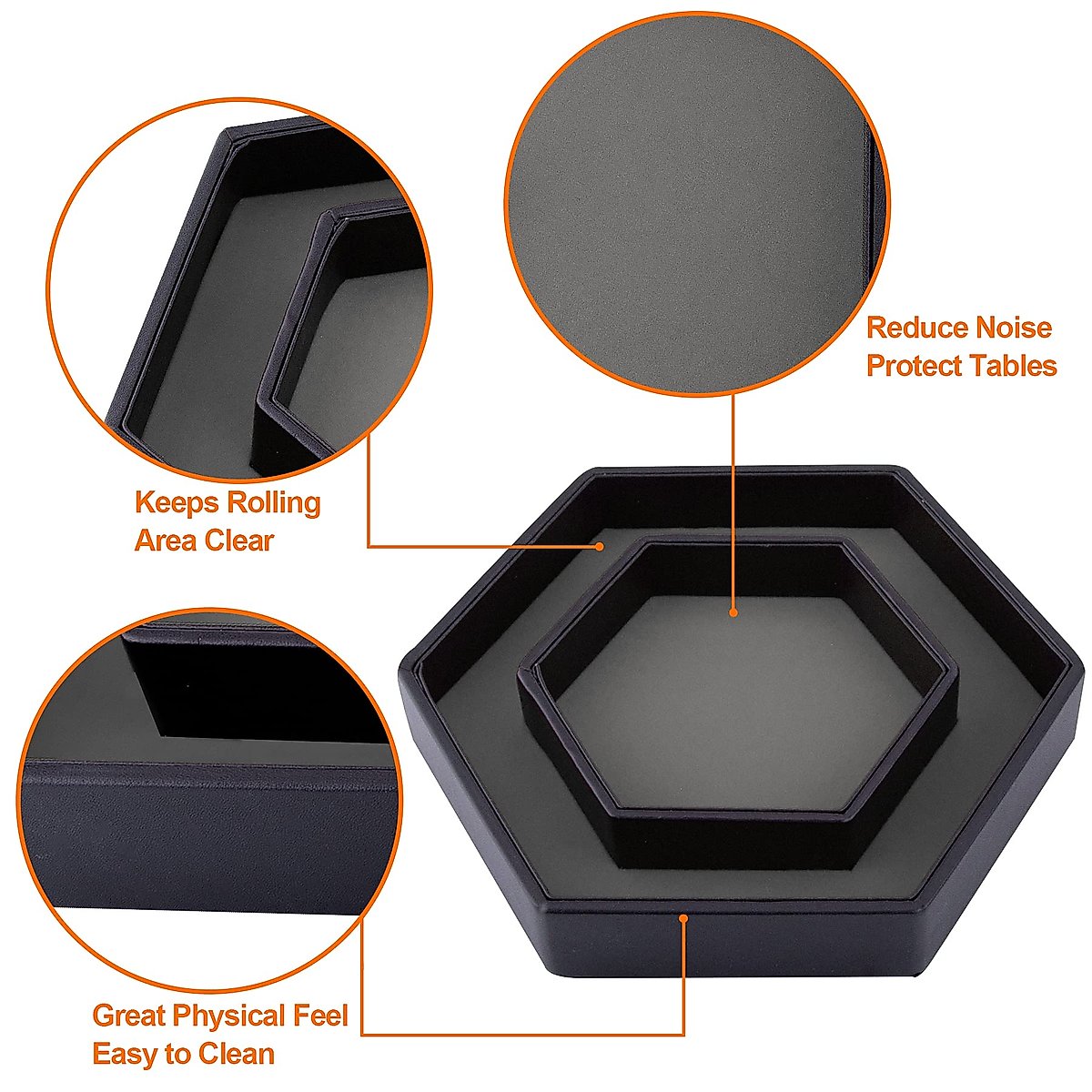 SIQUK Dice Tray with Lid Hexagon Dice Rolling Tray Dice Holder for Dice Games Like RPG, DND and Other Table Games, Gray
