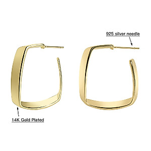 vaoruteng 14 Karat Gold Hoop Earrings Gold Earirngs for Womens Square Simple Hoop Jewelry Lightweight Hypoallergenic Earrings for Gift 1