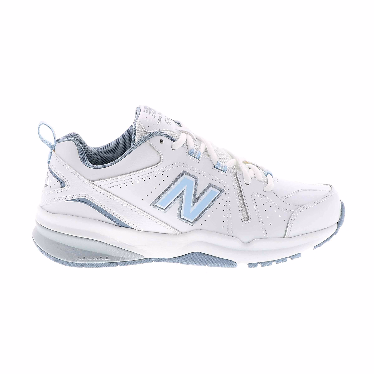New Balance Women's 608 V5 Casual Comfort Cross Trainer, White/Light Blue, 7.5 Narrow