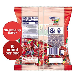 Colombina Bon Bon Bum Classic Lollipops w/Bubble Gum Center, Strawberry Flavor, Individually Wrapped, Ideal for Party Favors and Gifts, 1 Pack (10 Count)