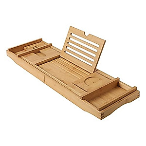 SDGH Bathroom Bath Bathtub Shelf Bridge Tub Caddy Tray Rack Retractable Wine Glass Book Holder Bathtub Rack Support