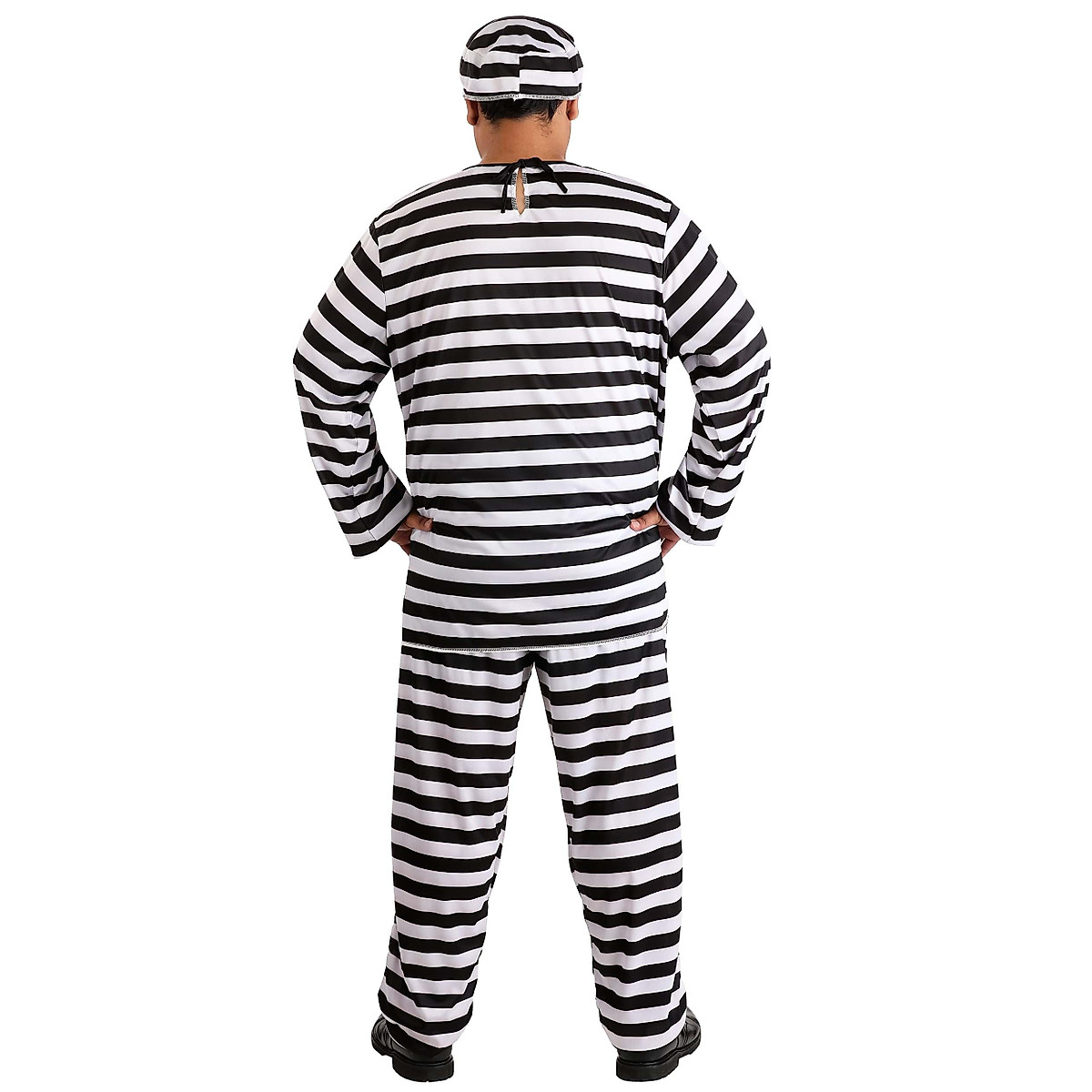 Men's Plus Size Prisoner Costume Striped Prison Jail Suit - 4X Black