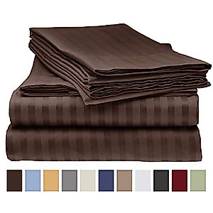 Cotton Home Depot Twin Collection Bed Sheet Set 18 Inch Deep Pocket 4-Piece Bedding Set - Wrinkle, Stain, Fade Resistant - Chocolate Brown