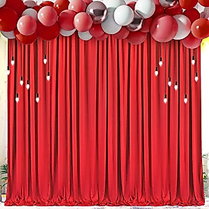 10x10 Red Backdrop Curtain for Parties Wedding Wrinkle Free Red Photo Curtains Backdrop Drapes Fabric Decoration for Birthday Party Baby Shower Christmas 5ft x 10ft,2 Panels