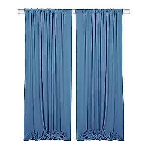 SHERWAY 2 Panels 4.8 Feet x 10 Feet Dusty Blue Photography Backdrop Drapes, Thick Blue Polyester Window Curtain for Wedding Party Ceremony Stage Decoration