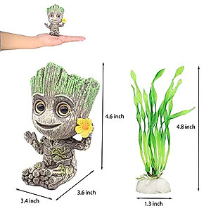 Ulifery Baby Groot Fish Tank Decorations with Bubbler, Small Fish Tank Decor, Toy Air Ornament Figurines Aerating Aquarium Decorations