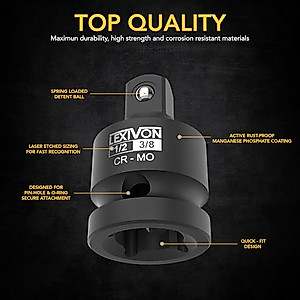 LEXIVON Impact Socket Adapter and Reducer 4-Piece Set | 1/4" - 3/8" - 1/2" Impact Driver Conversions, Chrome Molybdenum alloy steel (LX-112)