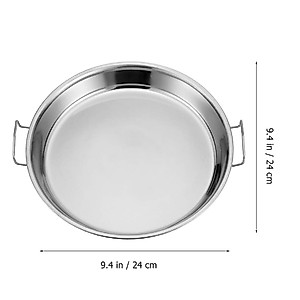 Hemoton 4pcs Stainless Steel Everyday Pan Cold Noodle Plate Chef Stir Fry Pan Steamer Pot Saucepot Casserole Pot Tray Dish with Handles for Home Kitchen Food Serving
