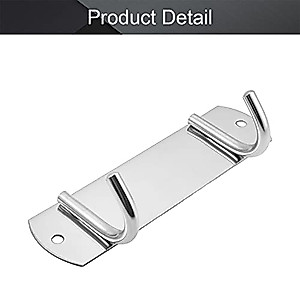 MroMax Wall Mounted 2 Hooks Towel Hat Coat Clothes Wall Hook Rack Rail, Silver 1Pcs