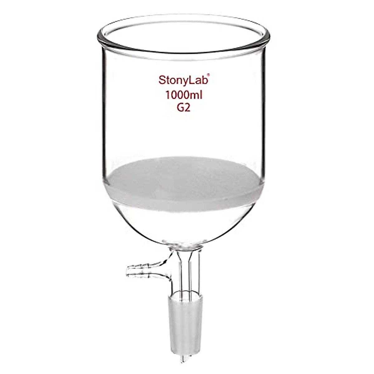 StonyLab Borosilicate Glass Buchner Filtering Funnel 1000ml with Medium Frit(G2), 113mm Inner-Diameter,110mm Depth, with 24/40 Standard Taper Inner Joint and Vacuum Serrated Tubulation (1000ml)