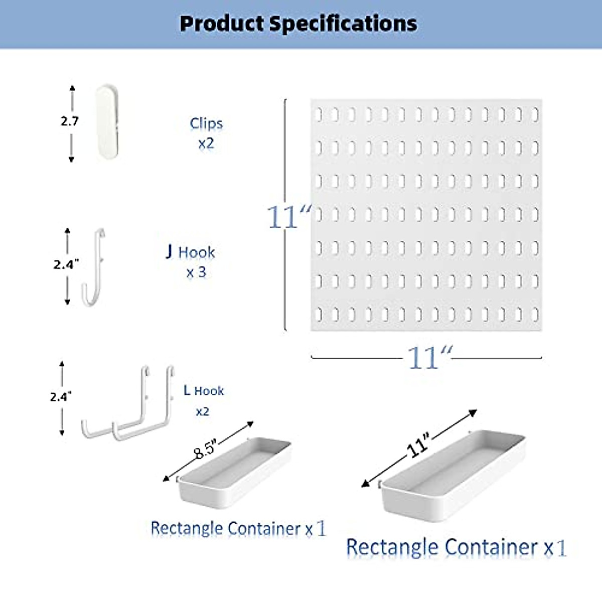 YOKEPO Pegboard Combination Kit with 2 Pegboards with 10 Accessories Modular Hanging for Wall Organizer, Crafts Organization, Ornaments Display, Nursery Storage, White | 22" x 11" Peg Boards for Wall