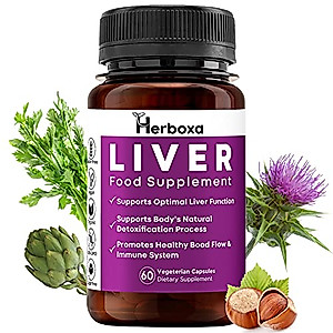 Herboxa Liver Complex for a Healthy Liver - Natural Liver Detox Supplement Supporting Liver Health - Artichoke Capsules in High Doses for Optimized Liver Functions - 60 Vegan Milk Thistle Capsules