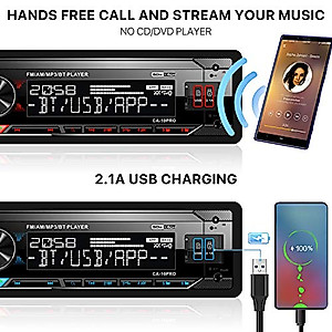 Single Din Bluetooth Car Stereo: Mechless Multimedia Digital Car Audio - in Dash MP3 Player with Dual USB/SD/AUX-in FM/AM Radio Receiver Wireless Remote Control