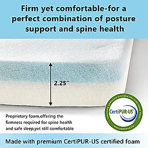 TILLYOU Portable Crib Mattresses, Memory Foam Pack N Play Mattress Pad, Mini Crib Mattress Nap Mat, Portable Trifold Playard Mattress, 38x26x2.25 inches