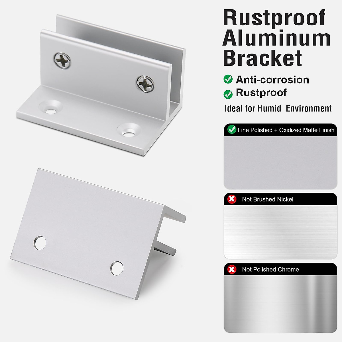 Koilria Glass Shelves, Glass Shower Shelves for Bathroom Tempered Glass Floating Shelves for Wall with Aluminum Brackets, 2 Tiers, 15 x 5 Inches, Drill or No Drill Install