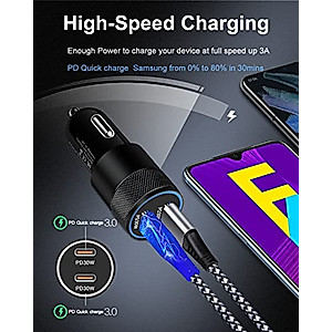 60W USB C Car Charger, 2 Pack AILKIN USB C Cigarette Lighter Adapter Fast Charging Dual Port PD3.0 Type C Car Charger Plug Compatible with iPhone 14 13 12 11 Pro Max Mini XR Galaxy S22/21 Google Pixel