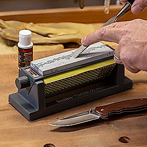 Smith's 50448 6” Diamond Tri-Hone Stone Sharpening System - Grey - Fine, Natural, & Coarse Stones - 3-Way Honing - Nonslip Rubber Feet - Restore Tools, Hunting, Kitchen, Fishing & Pocket Knives