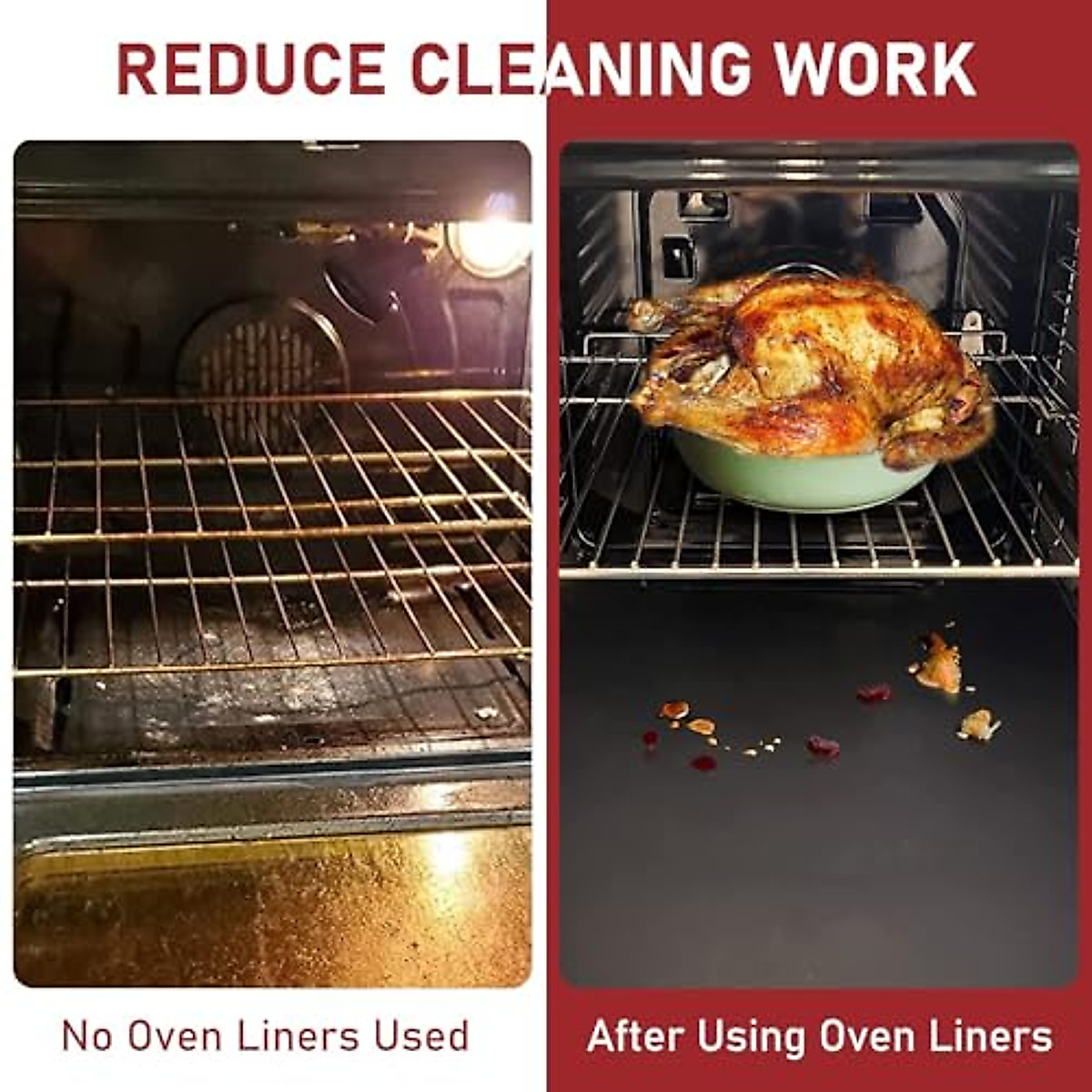 RENOOK Oven Liners for Bottom of Oven, 4 Pack Non-Stick Heavy Duty Oven Mat Set, BPA Free Kitchen Friendly Cooking Accessory, 15.75"x23"