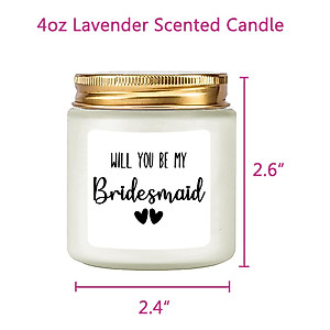 LAMIVEENLA Bridesmaid Gifts Scented Candle Lavender - Matron of Honor Gifts Gifts for Bridesmaids Matron of Honor Proposal Gifts Maid of Honor Proposal Gifts Soy Candle 4oz