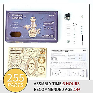 ROKR 3D Wooden Puzzle Mechanical Music Box,DIY Aircraft Model Kits to Build,Best Toy Gift for Kids/Teens/Adults on Birthday,Decoration for Room