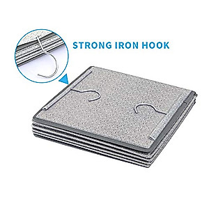 BrilliantJo 5 Shelves Hanging Closet Organizer, 2 Pack Hanging Storage with 6 Side Pockets for Clothes Bags, 43"x12"x12"(Light Gray)