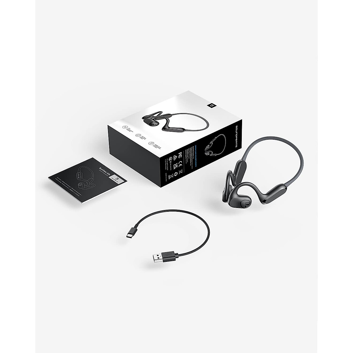 SoundPEATS Air Conduction Headphones, RunFree Lite Open-Ear Sports Bluetooth V5.3 Headphones with Bass Boost and 17 Hours, Sweatproof Ultralight Headset for Running, Workouts, USB-C