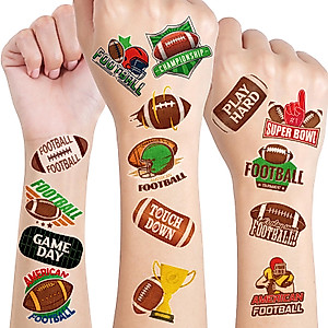 ADXCO 144 Pieces Football Tattoos Football Face Stickers Temporary Tattoos for Football Game Party Decorations Favors Supplies, 24 Designs