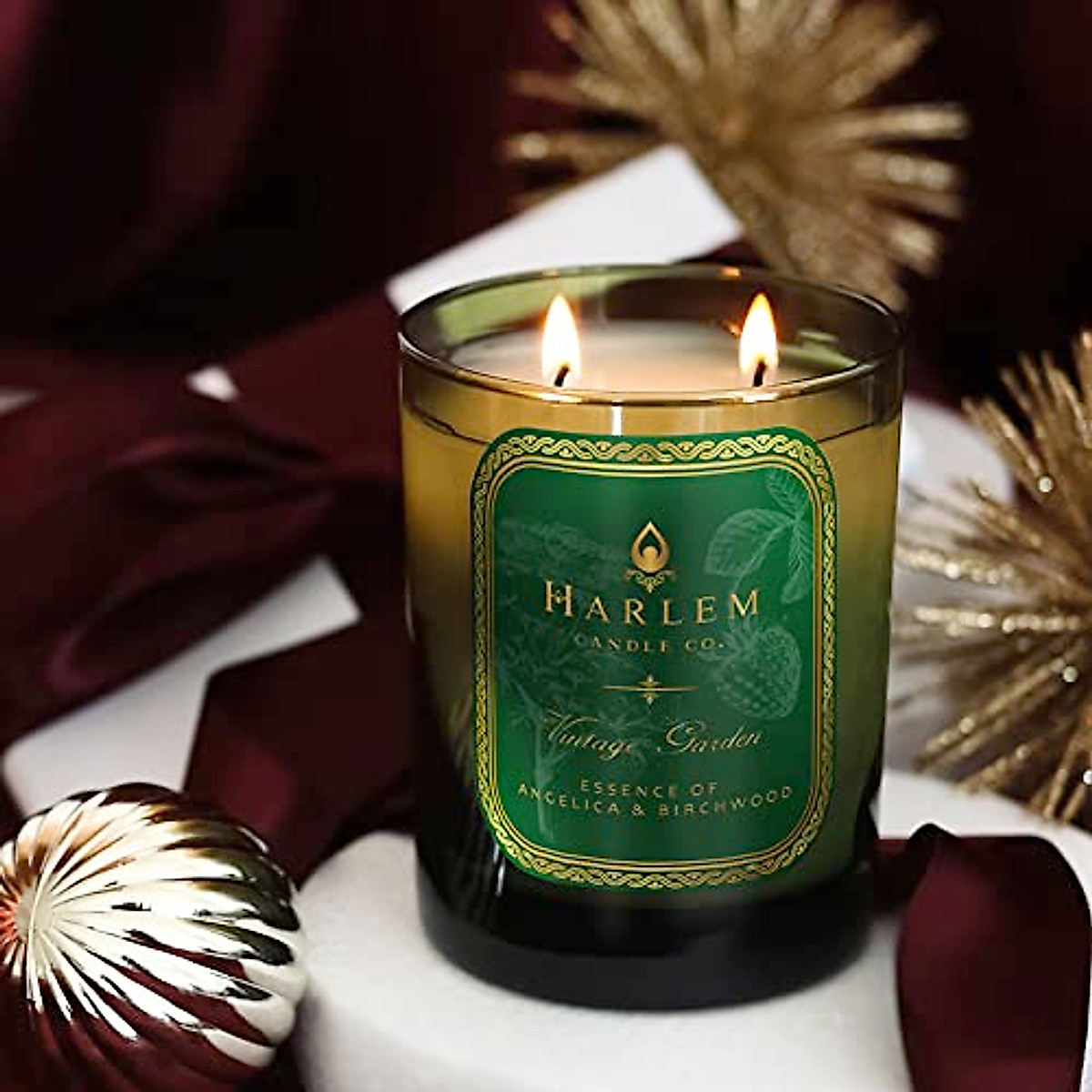 Harlem Candle Company Vintage Garden Luxury Candle, 12 oz Glass Jar, Double Wick, Soy Wax, Gift Box, Wild Berry, Rose, Absinthe, Angelica, Strawberry Musk, and Birch