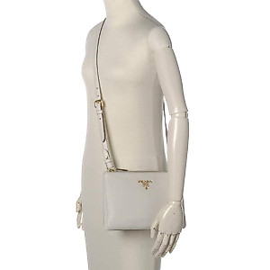 Prada White Leather Vitello Phenix Crossbody Bag 1BH046