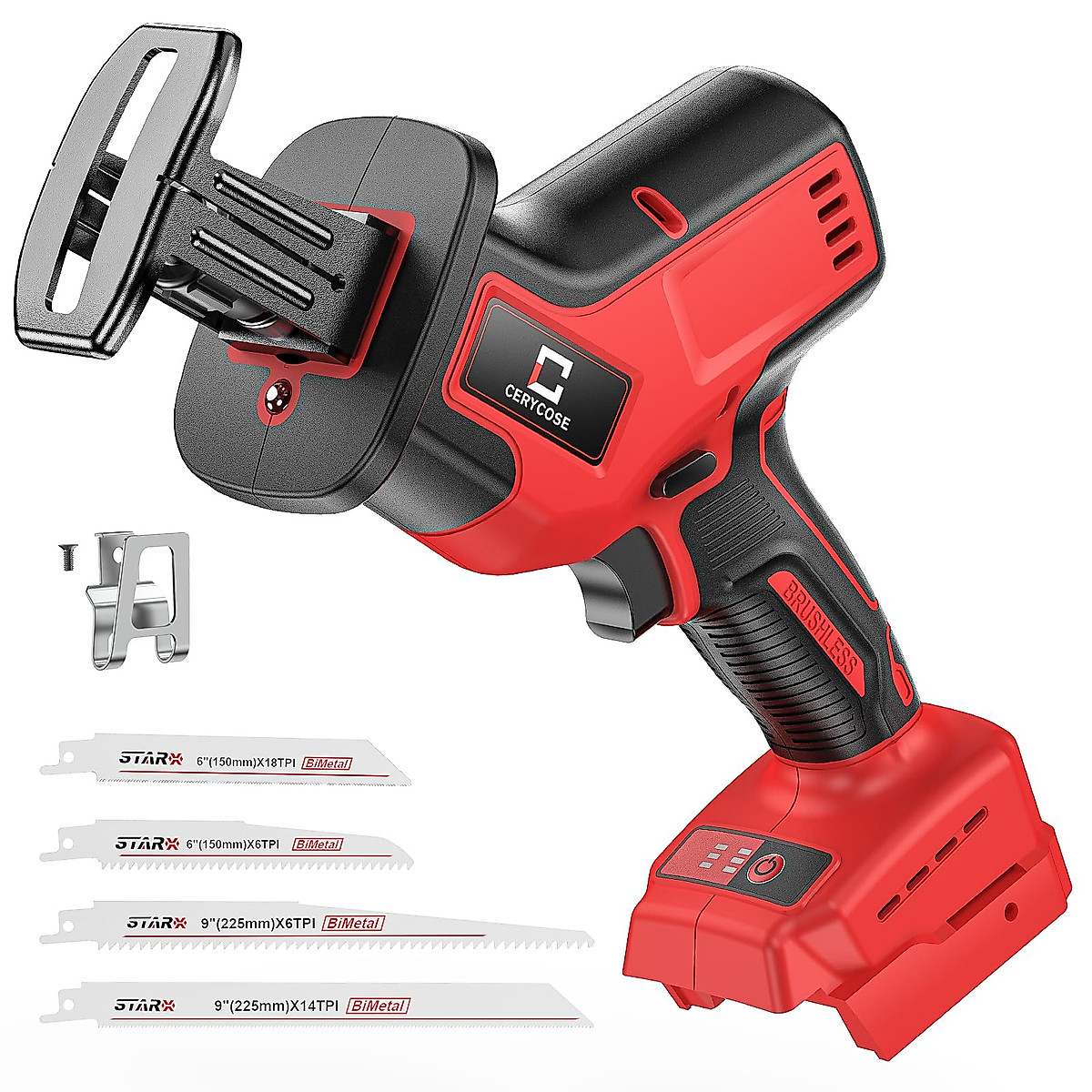 Cordless Reciprocating Saw for Milwaukee m18 18V Battery, Brushless motor, Variable Speed 0-3000 Spm,Tool Free Blade Change, 4 Saw Blades for Wood/Metal/PVC Cuts (NO Battery Included)