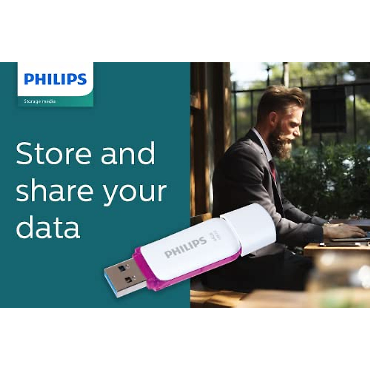 PHILIPS High Speed 64GB Flash Drive, Snow Edition USB 3.0 - White/Purple, 100MB/s