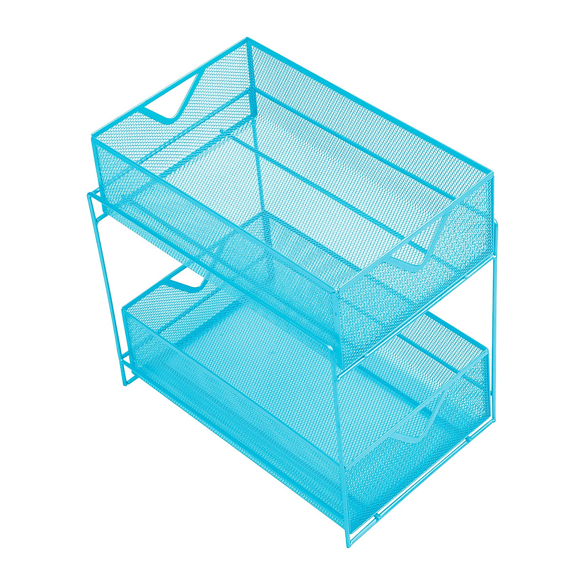 Mind Reader, Supply Storage, Makeup Accessory Organizer, One Size, Blue 2 Tier Mesh