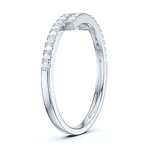 PRSTANI 10K White Gold Petite Split Shank Simulated Round Brilliant Diamond Ring Pave Wedding Band (5)