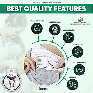 kamsie Wearable Breast Pump, S12 Hands Free Breast Pump, Wireless Breast Pump Hands Free, 2 Modes & 9 Levels Electric Portable Breast Pump, LCD Display, 24mm Flange, 2 Pack