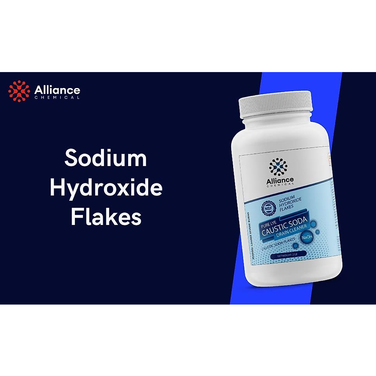 Sodium Hydroxide Flakes - Water Treatment Grade - 8 Pack (16LB Total) - Pure Caustic Soda - for Soaps, Drain Cleaner, Textiles, Water Treatment