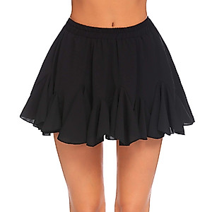 Avidlove Women's Pleated Skater Skirt Basic Casual High Waisted Ruffles Flared Mini Skirts Western Outfit (Black,M)