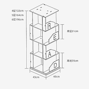 YDXNY Rotating Bookcases Pine Solid Wood 360 Degree rotatable Bookcase Book Rack Book Storage Rack Book