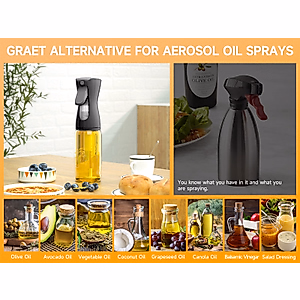 Oil Sprayer for Cooking,220ML Glass Olive Oil Sprayer Mister,Kitchen Gadgets Accessories,Continuous Spray with Control,Save Oil,Widely Used for Salad Making, Baking, Frying, BBQ, Roasting,Black