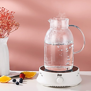 Glass Pitcher, 75 Ounces Glass Pitcher with Lid, Fridge Door Water Pitcher with Free Brush, Heat Resistant Glass Water pitcher with Spout, Iced Tea Pitcher for Fridge, Carafe Perfect for Juice